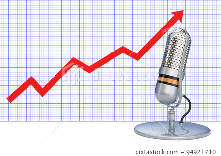 Microphone with growing chart. 3D rendering - Stock Illustration ...