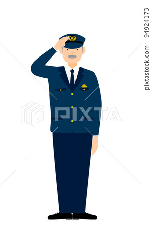 Senior male cop pose, salute - Stock Illustration [94924173] - PIXTA