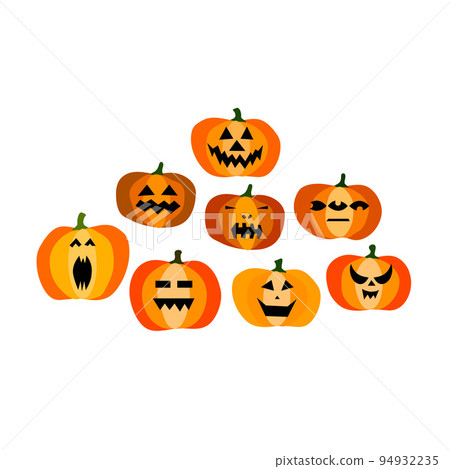 Set of halloween scary orange pumpkins - Stock Illustration [94932235 ...