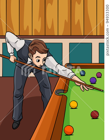 Snooker Sport Colored Cartoon Illustration - Stock Illustration ...