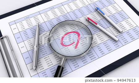Top view of business work, document check scene - Stock Illustration ...