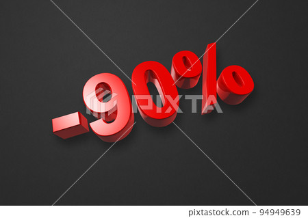 90% off discount offer. 3D illustration... - Stock Illustration ...