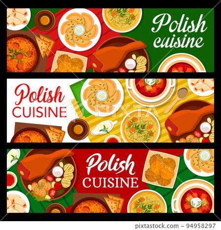 Polish cuisine vector banners with dishes of... - Stock Illustration ...