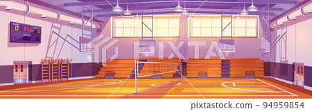 Empty basketball court cartoon illustration-插圖素材 [94959854] - PIXTA圖庫