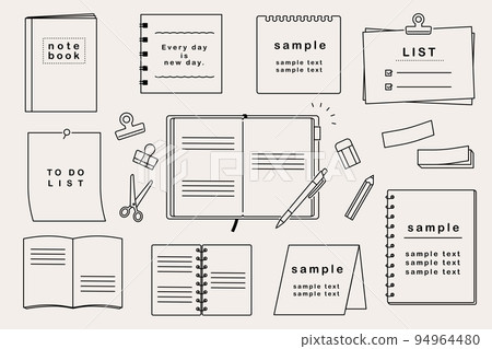 Simple notepad/notebook material set - Stock Illustration [94964480 ...