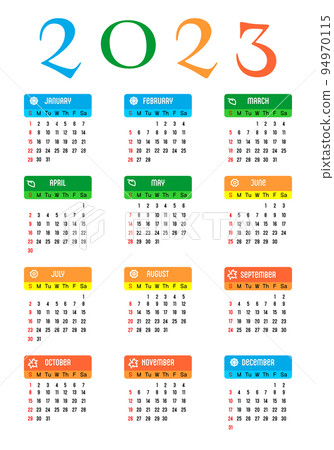 Calendar 2023 The days of the week are at the top - Stock Illustration ...