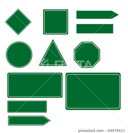 Collection of green road signs on white... - Stock Illustration ...