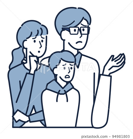 A family of three worriedly worried - Stock Illustration [94981803] - PIXTA