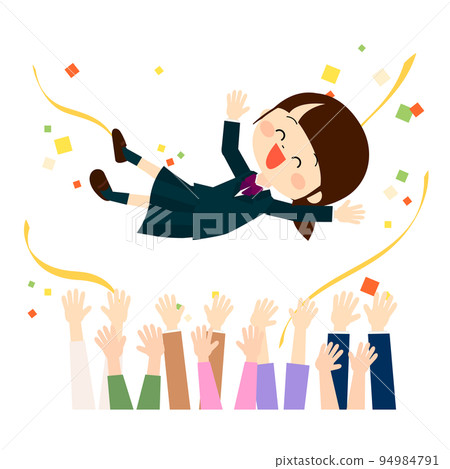 Female student being tossed up - Stock Illustration [94984791] - PIXTA