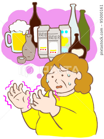 Illustration of an alcoholic woman with hand... - Stock Illustration ...