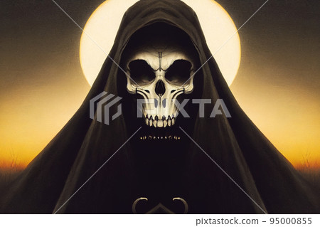 Grim reaper collecting souls at night.... - Stock Illustration ...