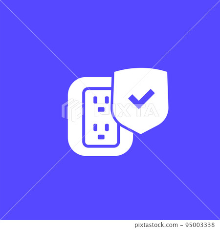 surge protection icon with a shield, vector-插圖素材 [95003338] - PIXTA圖庫