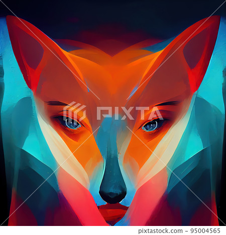 Multicolor fox portrait abstract. Abstract... - Stock Illustration ...