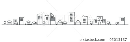 Horizontal simple cityscape line drawing... - Stock Illustration ...