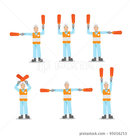 Ground handling hand signal explanatory drawing... - Stock Illustration ...