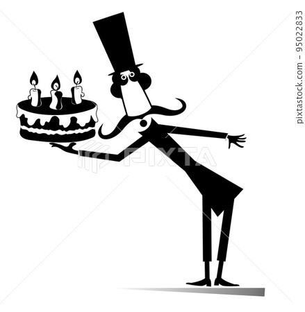 Cartoon man holds a cake with candles... - Stock Illustration [95022833 ...