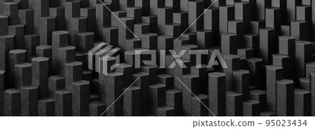 Black Hexagonal Pillars 3D Background - Stock Illustration [95023434 ...