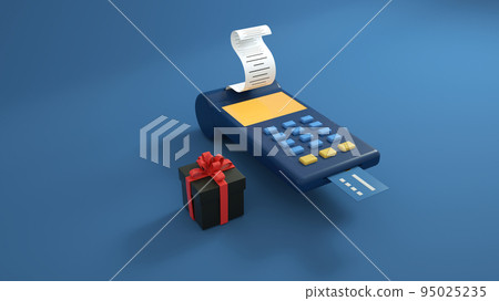 Cash Terminal POS machine billing and gift... - Stock Illustration ...