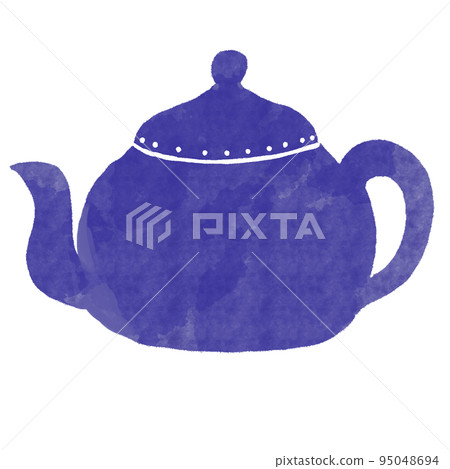 Illustration of a blue teapot - Stock Illustration [95048694] - PIXTA