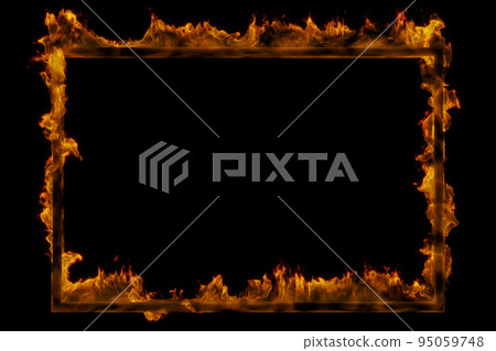 3D illustration of a burning frame with flames - Stock Illustration ...