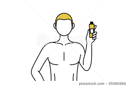 Line drawing of a depilated man, pose with... - Stock Illustration ...