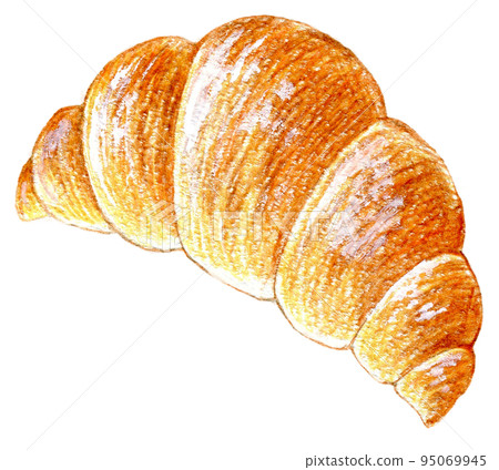 Croissant colored pencil drawing one point - Stock Illustration ...