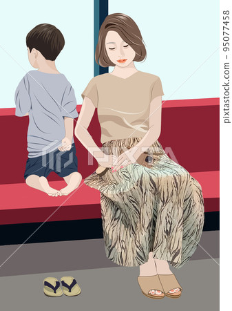 parenthood, parent and child, dozed off - Stock Illustration [95077458] - PIXTA