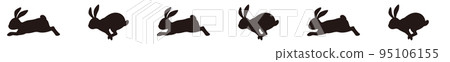 Rabbit silhouette endless line running... - Stock Illustration ...