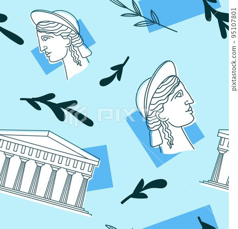 Rome or Greek ancient culture, sculpture pattern - Stock Illustration ...