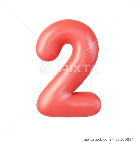 3d Number 2. Two Number sign red color. - Stock Illustration [95109894 ...