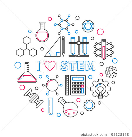 I Love STEM vector creative round linear... - Stock Illustration ...