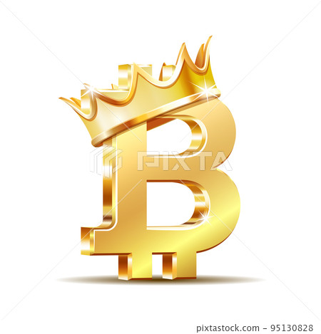 Bitcoin symbol in golden crown. Digital... - Stock Illustration ...