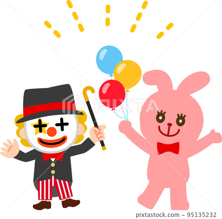 Performing clown and rabbit costume - Stock Illustration [95135232] - PIXTA