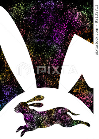 Rabbit New Year's card watercolor background - Stock Illustration ...