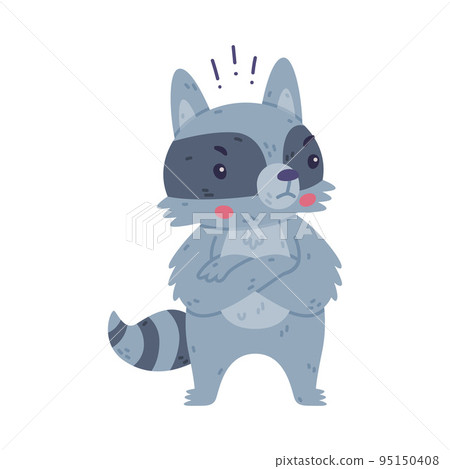 Funny Raccoon Animal Character with Striped... - Stock Illustration ...