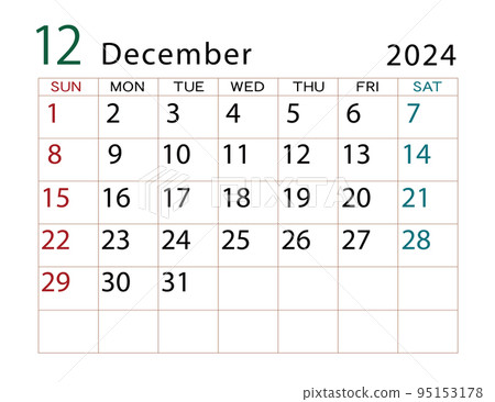 2024 年 12 月日曆-插圖素材 [95153178] - PIXTA圖庫