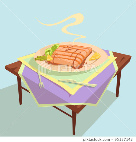 Fish Dish Cartoon Illustration - Stock Illustration [95157142] - PIXTA