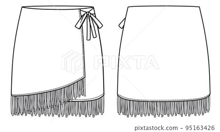Vector mini skirt fashion CAD, woman fringe... - Stock Illustration ...