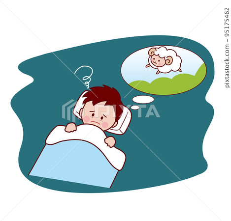 sleepless sheep counts as one - Stock Illustration [95175462] - PIXTA
