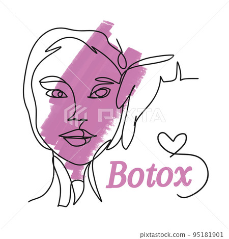 One line drawing, girls face, botox,... - Stock Illustration [95181901 ...