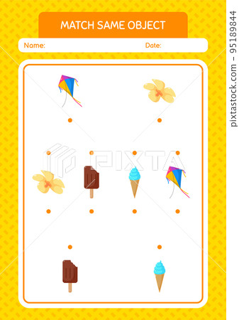 Match with same object game summer icon.... - Stock Illustration ...