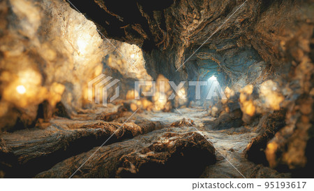 3D render of cave with beautiful natural stone... - Stock Illustration ...