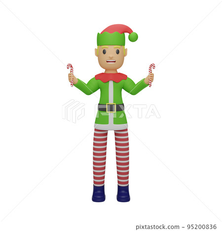 3d rendering of santa elves character with... - Stock Illustration ...