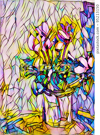 stained glass cyclamen flower - Stock Illustration [95213150] - PIXTA