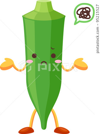 Illustration of a cute okra character with a... - Stock Illustration ...