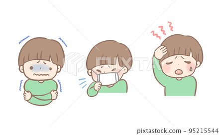Illustration set of a child who caught a cold - Stock Illustration ...