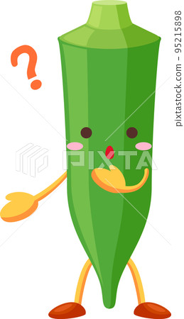 Illustration of a cute okra character with a... - Stock Illustration ...