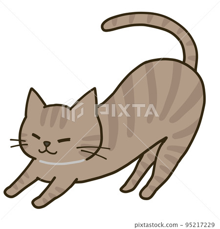 A simple tabby cat that stretches - Stock Illustration [95217229] - PIXTA