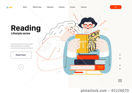 Lifestyle web template - Reading - modern flat... - Stock Illustration ...