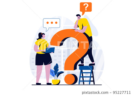 Finding solution concept with people scene in... - Stock Illustration ...